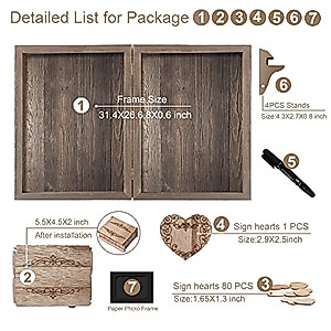 Y&K Homish Guest Book for Wedding Alternative Rustic Wedding Decorations for Reception Wedding Signs Guest Book with Pen 160 Blank Wooden Hearts