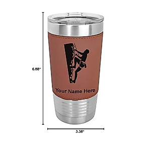 LaserGram 20oz Vacuum Insulated Tumbler Mug, Rock Climber, Personalized Engraving Included (Faux Leather, Dark Brown)