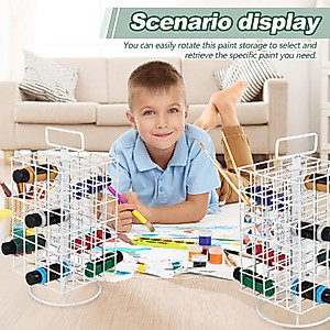 Yaocom 2 Pcs Spinning Paint Organizer Rack 360 Degree Rotating 6 Tier Paint Storage Tower Paint Holder Paint Storage Holder Stand Holds up to 48 (2 oz) Bottles for Art Acrylic Painting, White