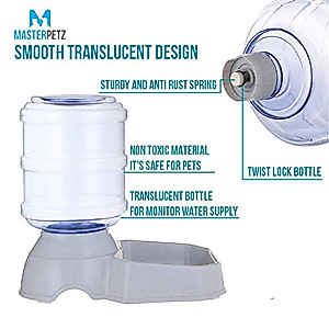 Automatic Dog Water Bowl with Wide Bowl for Dogs Cats Small Pets Under 30 lbs, 1 Gallon 3.8 Liter Capacity Replendish Gravity Waterer with Safety Twist Lock Opening, Dog Food Recipe eBook Included