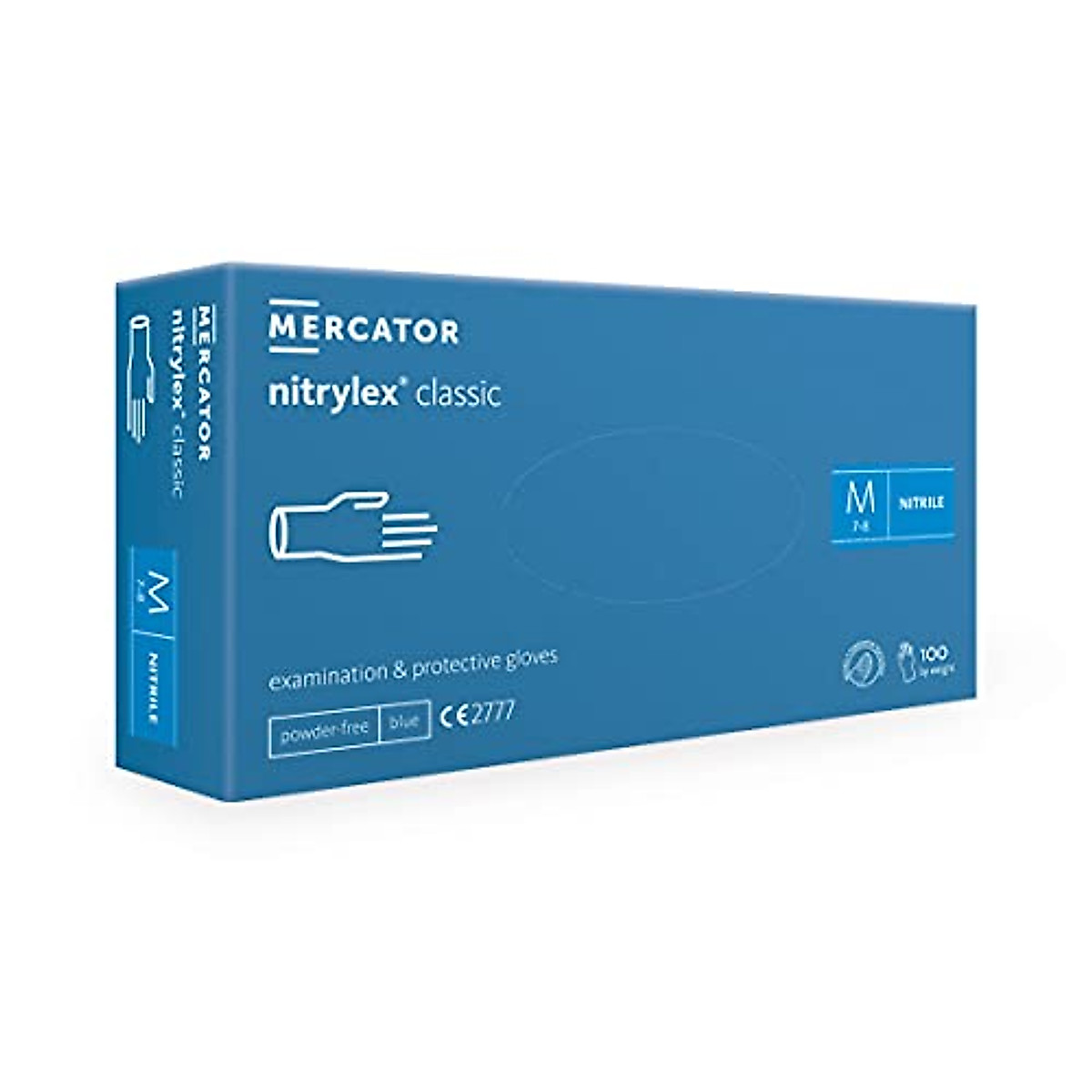 NITRYLEX Nitrile Medical Exam Gloves, Powder-Free, Latex-Free, Textured, Blue, Medium, 100, (PP6001)