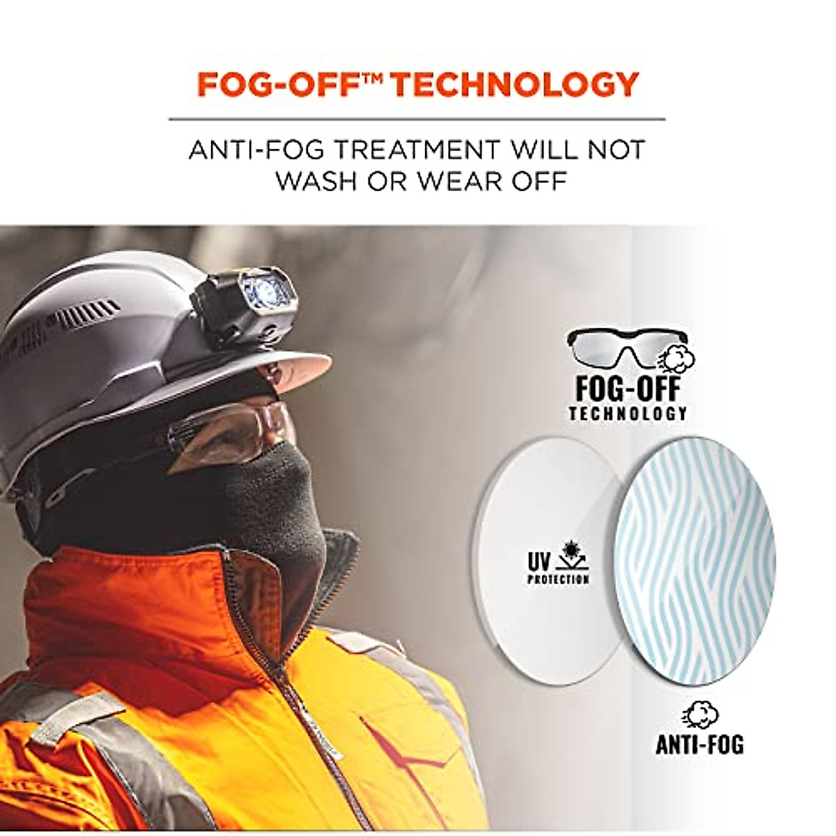 Ergodyne - 59283 Skullerz VALI Frameless Safety Glasses, Lightweight, Anti Fog Indoor/Outdoor Lens Matte Black