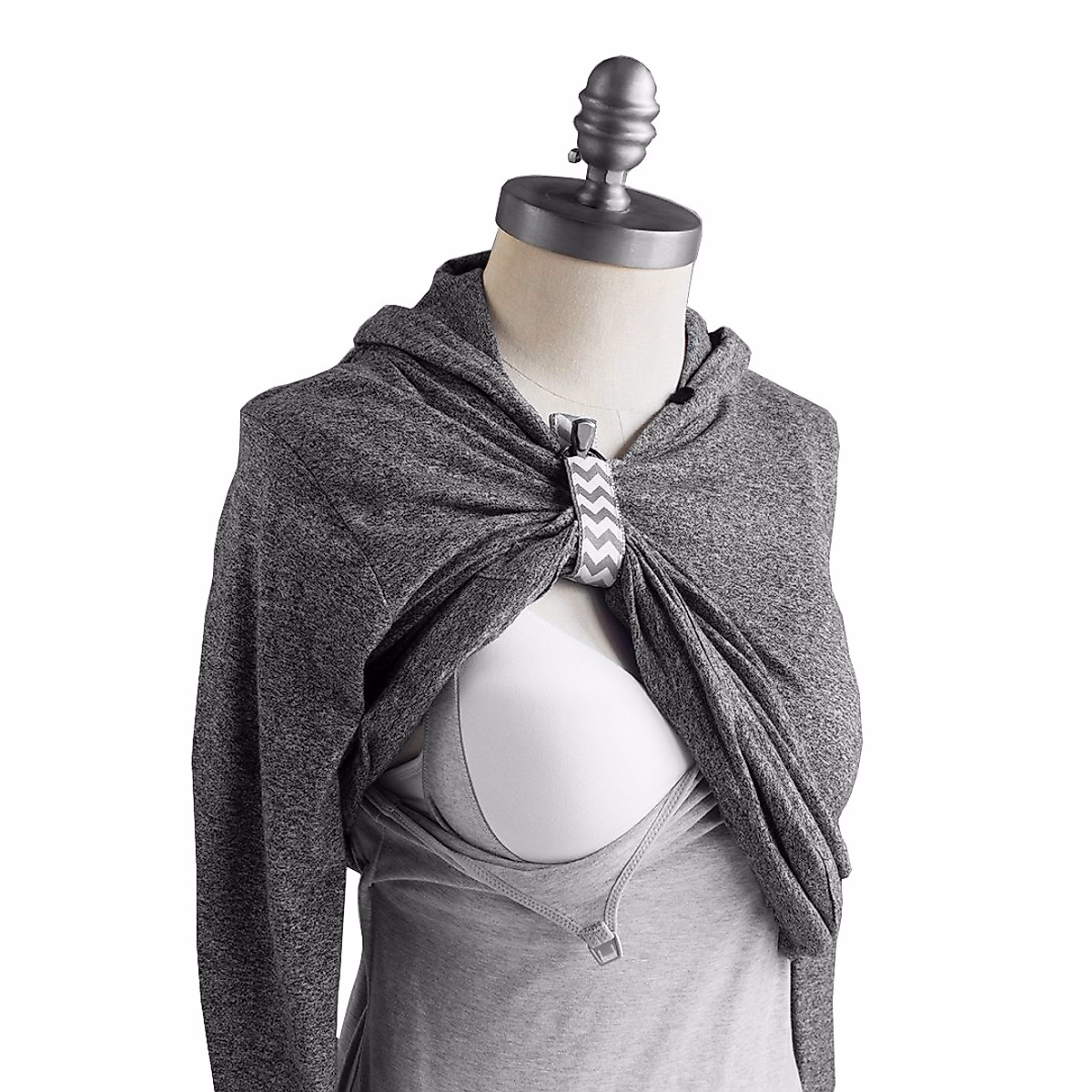 LatchPal Hands-Free Nursing Clip - Holds up Clothing to Make Breastfeeding and Pumping Easier, an Ideal Nursing Cover Accessory, Gray Chevron Pattern