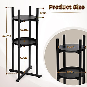 Retyion Water Dispenser Stand 5 Gallon Water Jug Stand Sturdy Water Stand(32.8" Hight-11.2" Wide) Water Jug Stand with 2 Round Shelfs for 1-5 Gallon Water Bottles/Crocks, Water Jug and Plant Stand