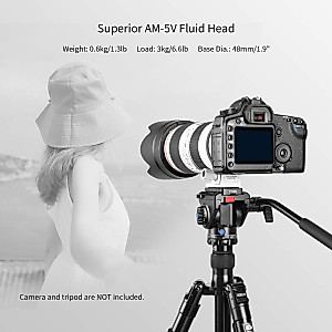 SIRUI Fluid Video Head AM-5V, Lightweight Tripod Head with Quick Release Plate for Video Camera