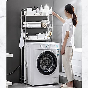 3-Tier Stainless Steel Bathroom Space Saver Storage Shelf, Shelving Unit Over Washing Machine, Laundry Room Organizer Over The Washer Dryer Toilet