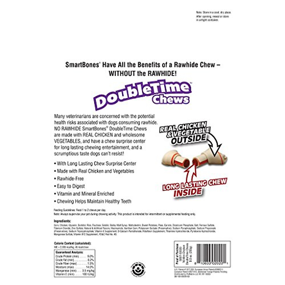 SmartBones DoubleTime Chews 16 Count, Mini, Rawhide-Free Chews For Dogs With Long-Lasting Chew Center