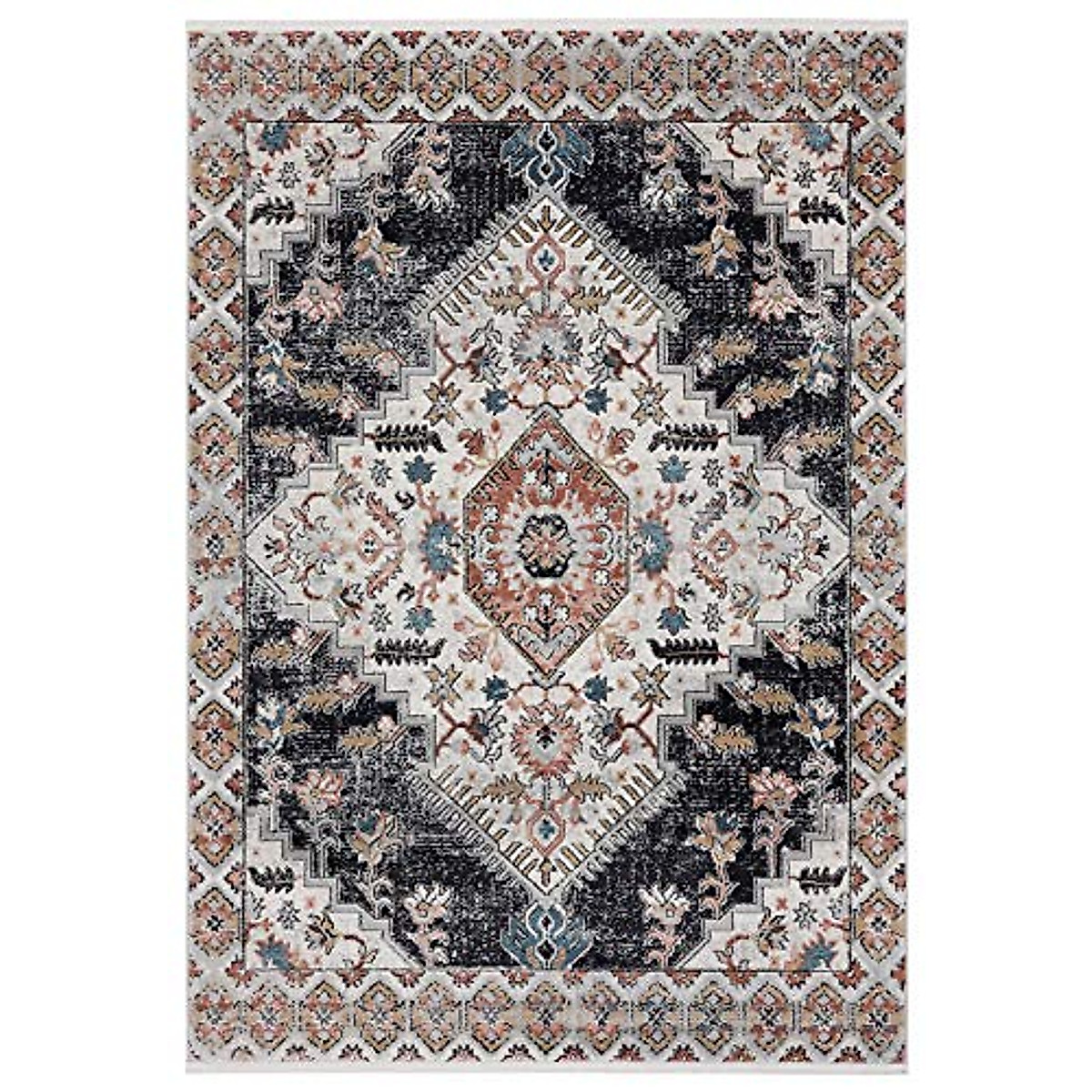 Abani 7'9" x 10'2" Grey & Beige Medallion Area Rug, Azure Collection Classic Accent Rug Rugs