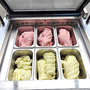 Kolice Commercial 9 Drums/6 Pans Ice Cream Showcase Freezer,Desktop Ice Cream Showcase,Tabletop Ice Cream Display Showcase