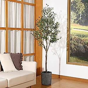 OAKRED Artificial Olive Tree,6FT Tall Fake Plant Faux Olive Plants for Indoor,Natural Fake Tree,Artificial Silk Plants for Office Home Living Room Floor Patio Greening Porch Decor,Set of 1