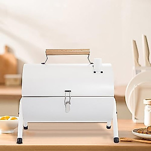Supernal Tabletop Charcoal Grill,BBQ Grill,Portable Charcoal Grill,Small Folding Tabletop Grill for Outdoor Cooking Camping,Picnics,Backyard,Balcony-White,Thanksgiving, Christmas, Halloween