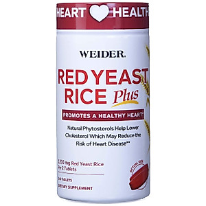 Weider Red Yeast Rice Plus 1200 mg Dietary Supplement 240 Tablets, 240Count