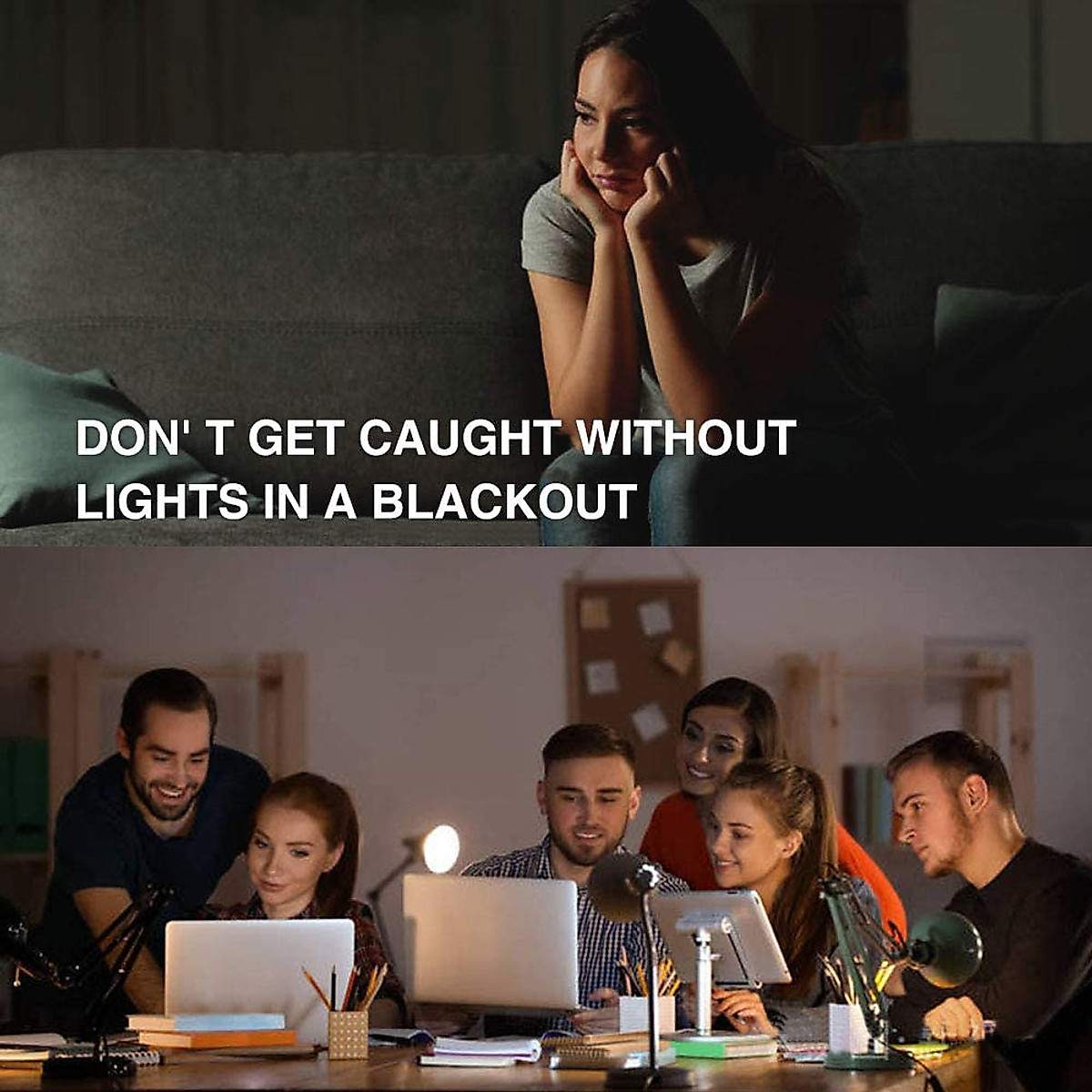 Neporal 4 Pack Emergency-Rechargeable-Light-Bulb, Stay Lights Up When Power Failure, 1200mAh 15W 80W Equivalent LED Light Bulbs for Home, Camping, Tent (E27, with Hook) (Daylight)