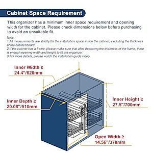 VADANIA Blind Corner Pull Out Organizer for 32" Cabinet, Left Open & Right Open Compatible, Min Opening 14", 2-tier Pull-out Basket, Soft Close, Bottom Mount