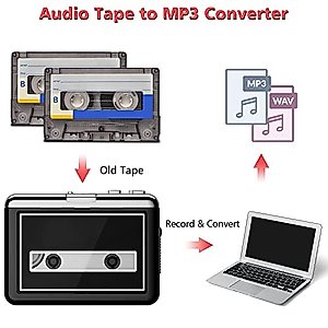 Cassette Tape Player - Portable Retro Walkman Cassette to Digital MP3 Converter Recorder, Convert Audio Music via USB to MP3 WAV Format with New Upgrade AudioLAVA Software, Compatible with Laptops&PCs
