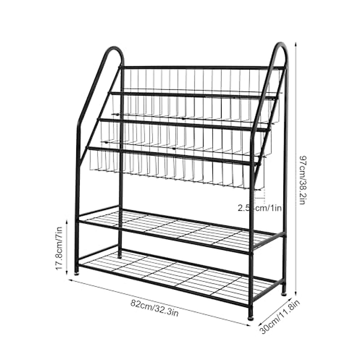 JAJADAH Kids Bookshelf, Large Black Bookcase, Large Capacity Books Toys Organizer for Studio/Den/Craft Room & Mailroom (Black)