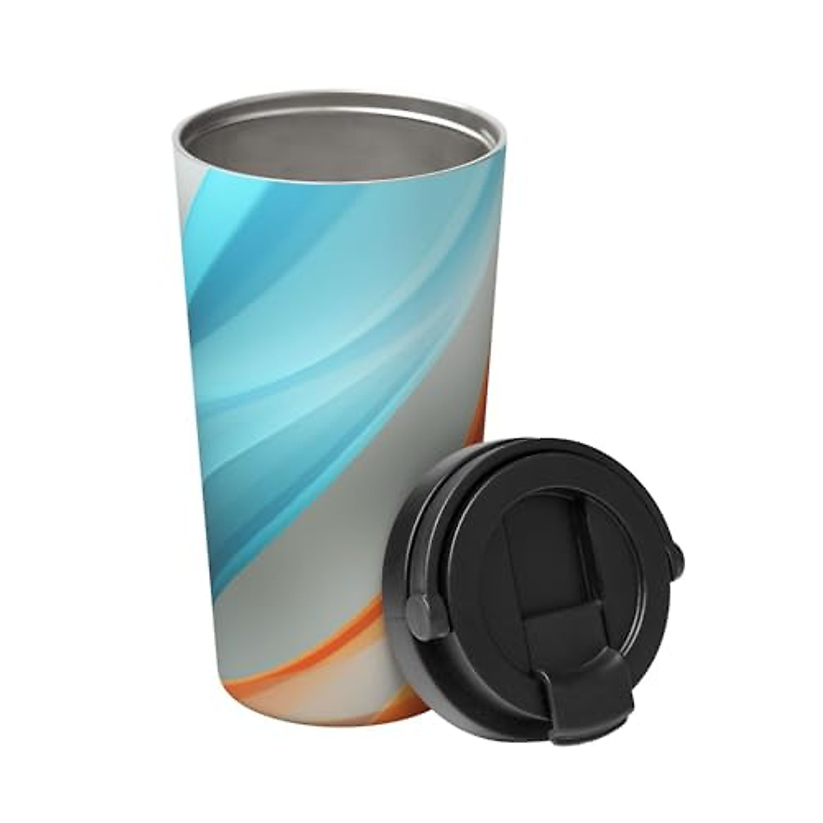 WANGXUEE Abstract Circle Swirl Print 500ml Stainless Steel Travel Tumbler Double Wall Vacuum Insulated Coffee Mug
