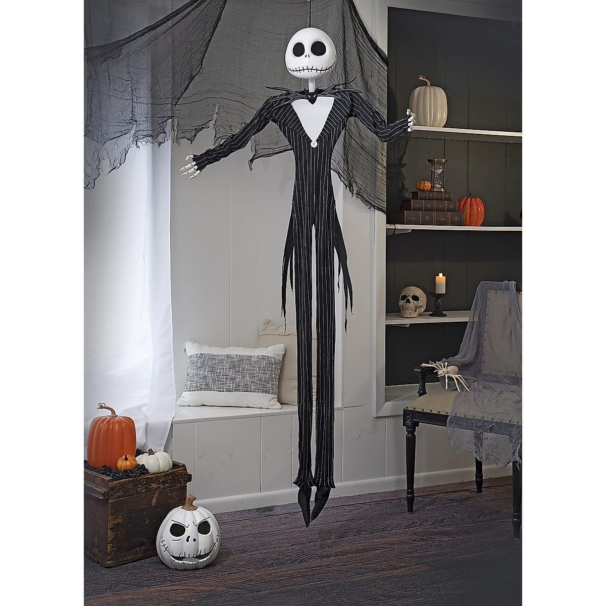 Disney The Nightmare Before Christmas Jack Skellington Full Size Poseable Hanging Character Decoration, Polyester, Multi