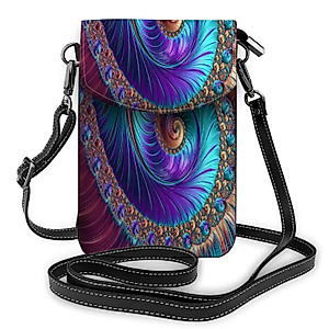 Beabes Abstract Art Crossbody Cell Phone Purse Fractal Shapes Texture Surreal Chaos Magic Artwork DreamWallet Handbag