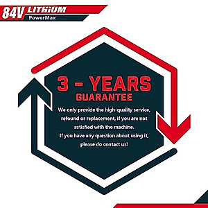 Worth Garden Powermax 84V 19in Electric Lawn Mower with 2 2.5Ah Lithium Batteries, 1 Charger, Brushless Motor, Self-Propelled Cordless Lawnmower Running 70Mins with Removeable 16-Gallon Collection Bag