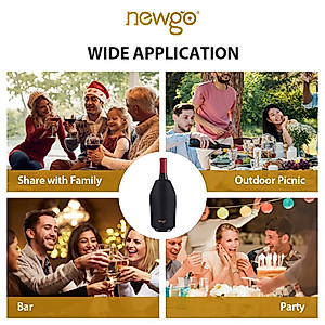 NEWGO Wine Cooler Sleeve Reusable Wine Bottle Cooler Flexible Wine Ice Pack Sleeve Keep Wine Cool and Refreshing for Standard Size Bottles for Red Wine, White Wine & Champagne - Black