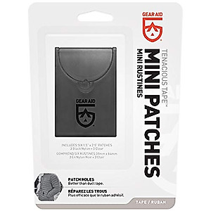 GEAR AID Tenacious Tape Mini Patches for Down Jacket Repair, Black and Clear, six 1.5”x 2.5”