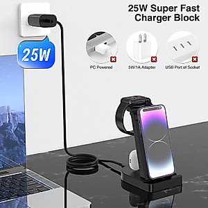 Charger Station for Apple Devices, 3 in1 Fast Charging Stand,iPhone Charging Dock Stand for i Watch Ultra/8/7/6/SE/5/4/3 and iPhone 14 13 12 11 Pro X Max XS XR 8 7 Plus 6s and Air Pods with Adapter