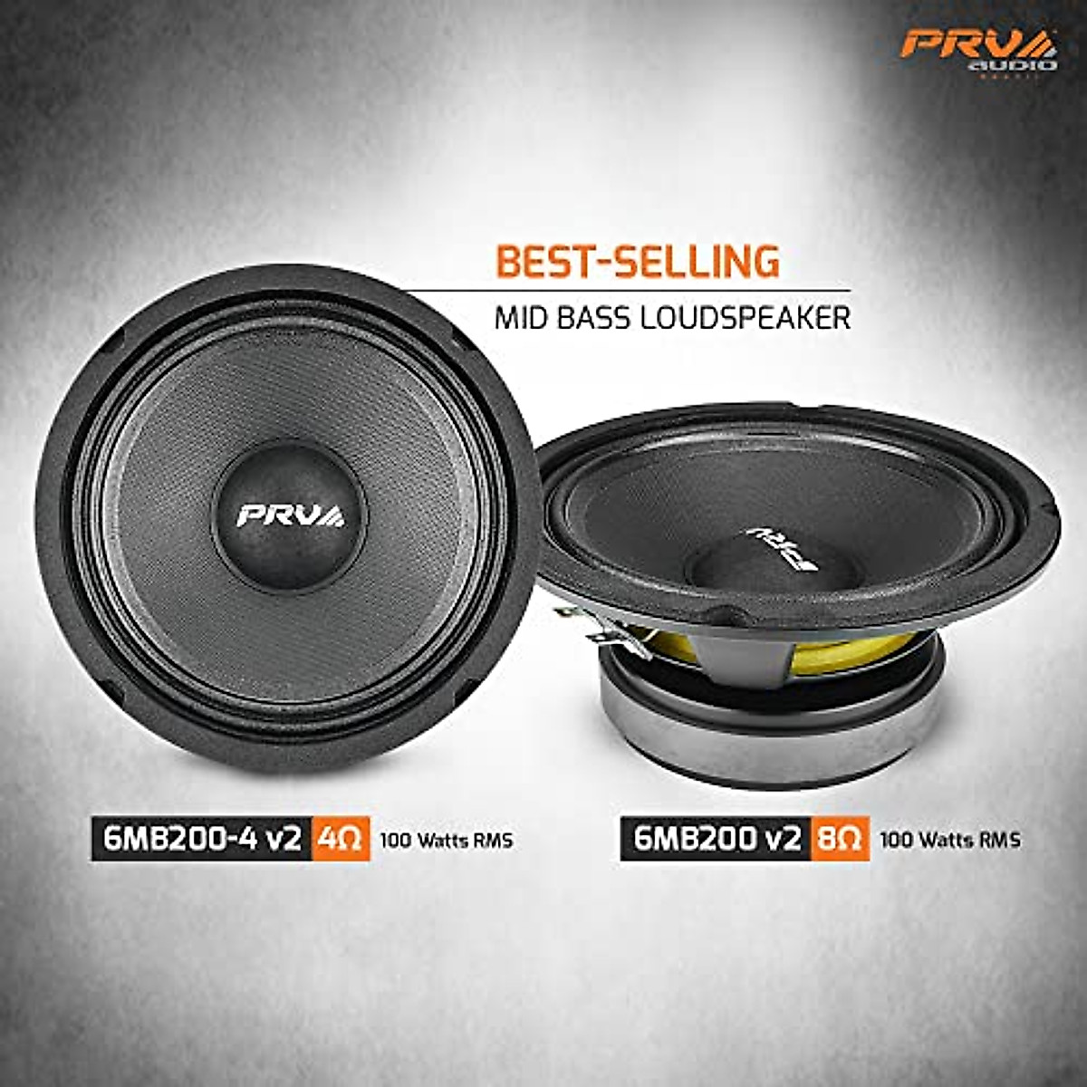 PRV AUDIO 6MB200 v2 6.5 Inch Speakers Midbass Woofer 8 Ohm, 100 Watts RMS, 200 Watts Program Power, 93.5 dB 1.5 in Voice Coil for Small Custom Enclosures Pro Car Audio System (Single)