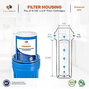 Aquaboon Premium 5 Micron 10" x 4.5" Whole House Coconut Shell Granular Activated Carbon (GAC) Water Filter Replacement Cartridge, 2 Pack