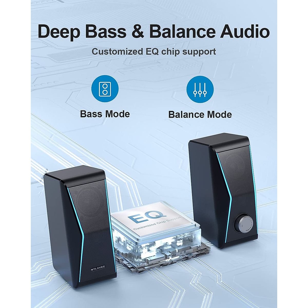 Computer Speakers, Dynamic RGB PC Speakers, Bluetooth 5.0 HiFi Computer Speakers for Desktop with 2 Bass Diaphragms & 4 Speaker Units, USB Powered & 3.5mm AUX Cable for PC Laptop Monitor Tablet Phone