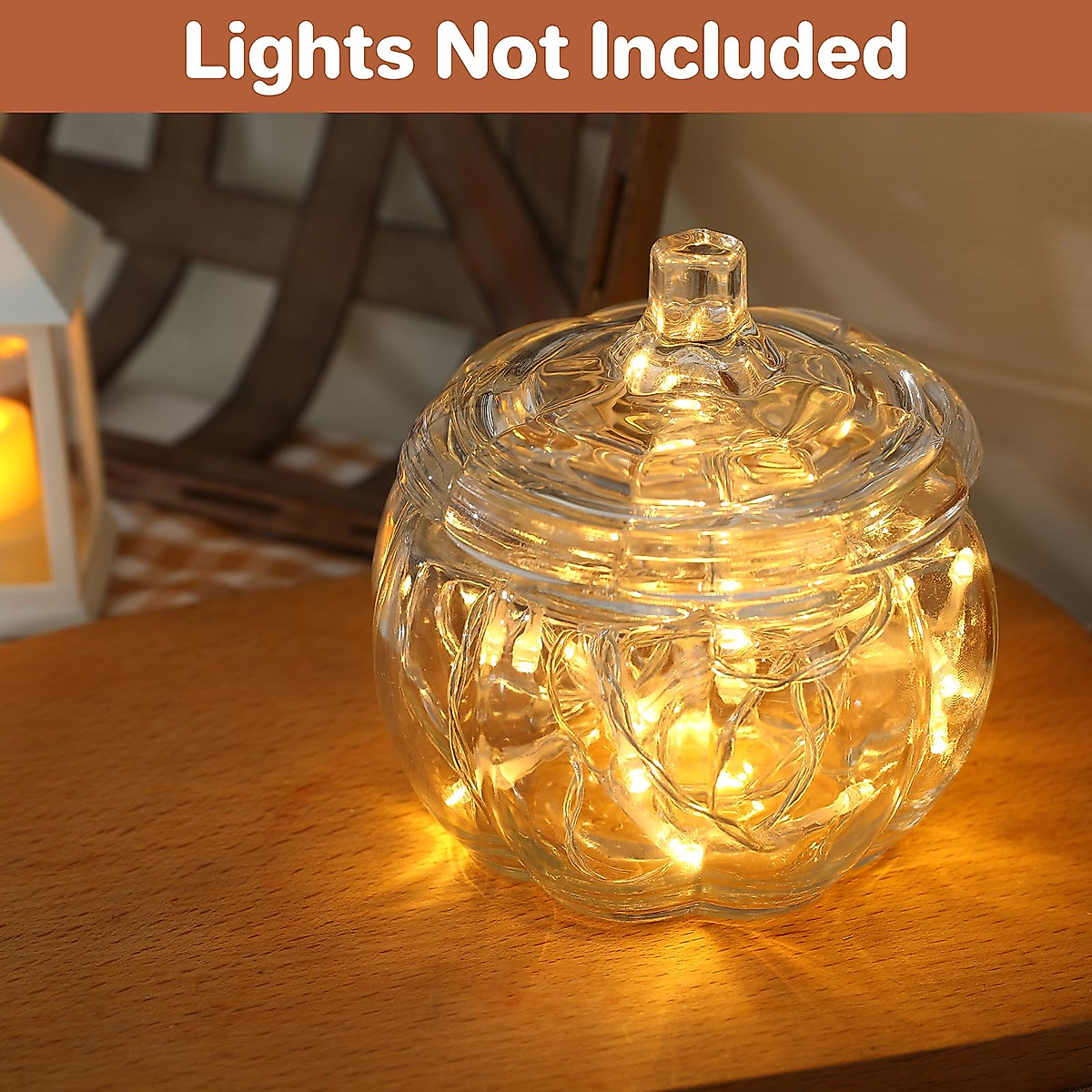 Halloween Decorations-2 PCS Glass Pumpkin Jars with Lid-Halloween Candy Storage for Home Fall Thanksgiving Halloween Party Centerpieces Decor