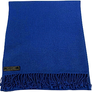 CJ Apparel Royal Blue 100% Cashmere Shawl Pashmina Scarf Wrap Stole Head Wrap Face Cover Hand Made in Nepal NEW