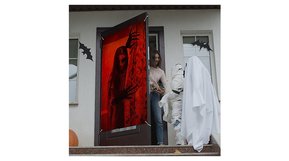 Halloween Door Backdrop Zombie Vampire Creepy Decorations | LINGPAR