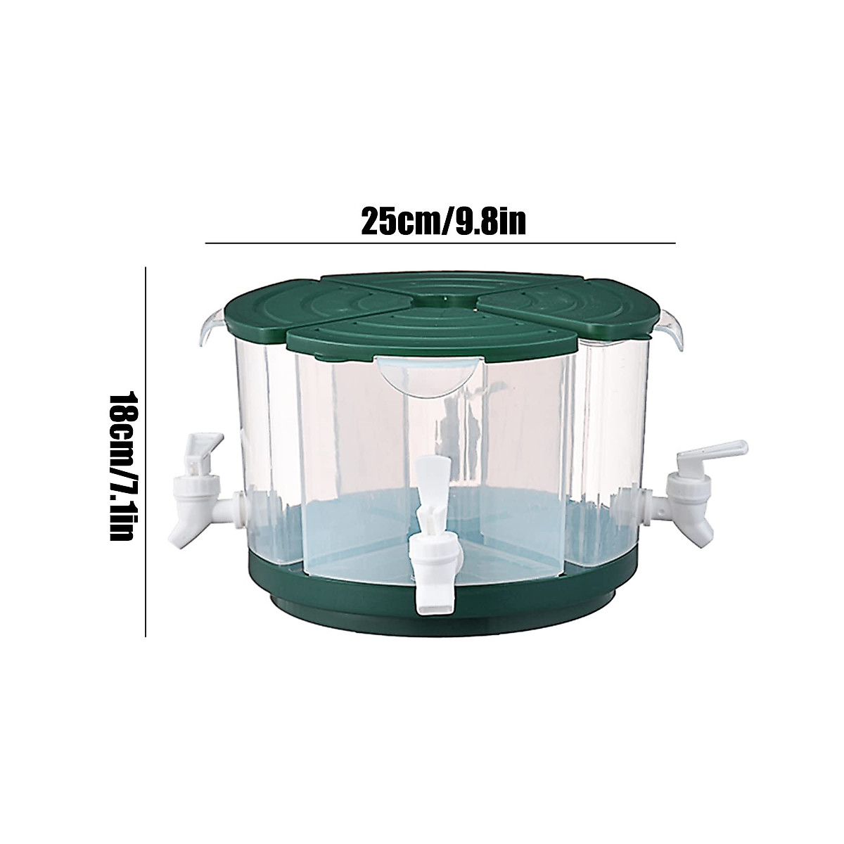 PRTECY Beverage Dispenser for Fridge, 5.5 L/1.5 Gallon Rotating Plastic Drink Dispenser with Spigot 4 Grids Cold Kettle Refrigerator Iced Lemonade Juice Containers for Daily Use (Green)