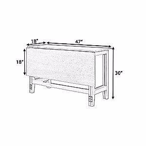 Kisyapoo Farmhouse Extendable Dining Table for 4, Wood Rectangular Dining Table with Drop Leaf, Dining Table for Kitchen Dining Room Home, Maximize Space Savings (White-Table)