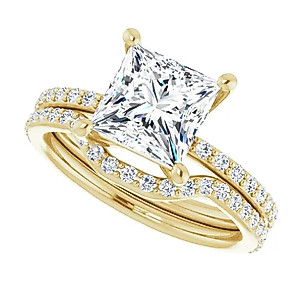 2 CT Princess Cut VVS1 Colorless Moissanite Engagement Ring Set for Women Bridal Ring Set Handmade Solitaire Moissanite Wedding Gifts Anniversary Promise for Love 925 Sterling Silver