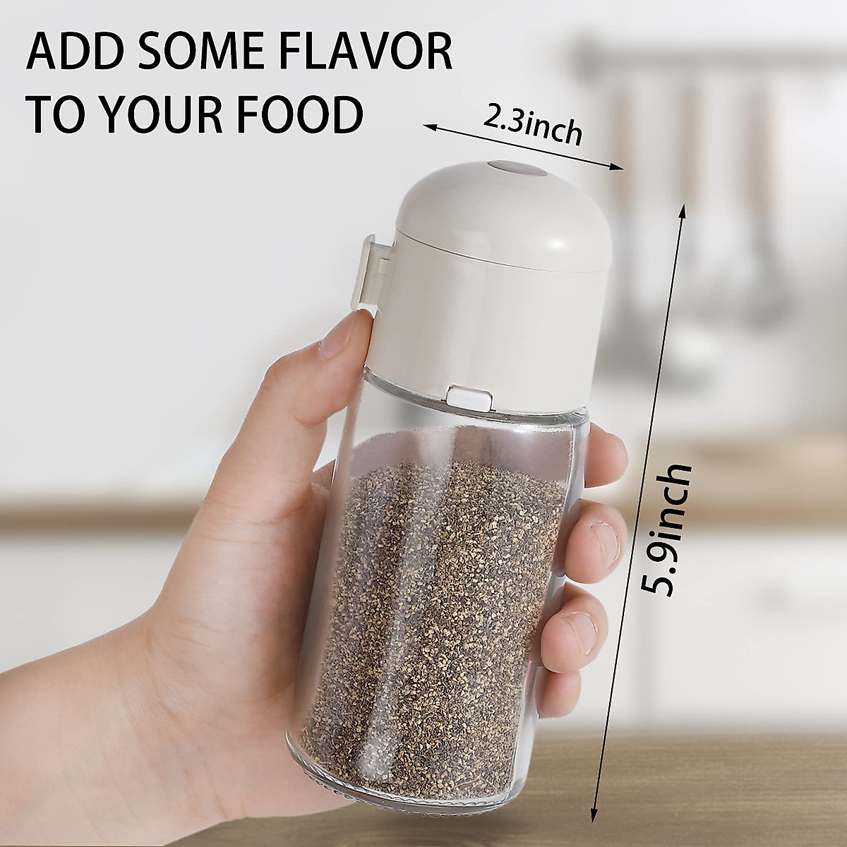 Salt and Pepper Shakers Set,Powder Sugar Shaker,7oz Glass Bottom,Measuring Seasoning Bottle, Salt Control Bottle for Cooking,Camp,BBQ, Travel Salt Shaker,Cooking Helper