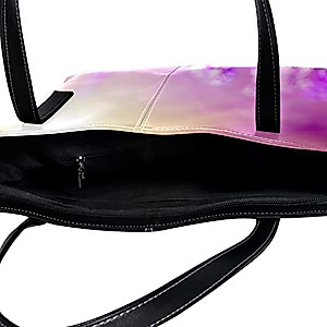 Women's Leather Tote Shoulder Bag, Big Capacity Lavender Handbag