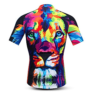 Cycling Jersey Mens Tops Racing Cycling Clothing Short Sleeve Bike Shirt Tiger Purple XXL
