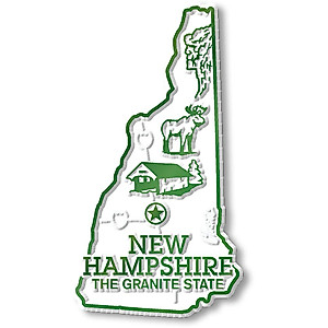 New Hampshire Small State Magnet by Classic Magnets, 1.6" x 2.9", Collectible Souvenirs Made in The USA
