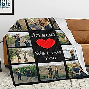 HYHSJY Gifts for Mom Dad Custom Blankets Personalized Throw Blankets with Photo Text Customized Love Blanket for Wife Friend Mom Couple Grandma Pets Gifts for Birthday Anniversary Halloween Christmas