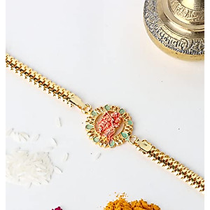 CHERKRAFT Rakhi for Brother Floral Fancy Rakhi Thread for Men/Boy Raksha Bandhan (Design 4, Standard)