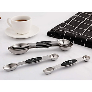 Magnetic Measuring Spoons Set of 5 Stainless Steel Dual Sided Stackable Teaspoon for Measuring Dry and Liquid Ingredients
