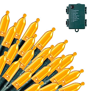 JOIEDOMI 100 (2x50) LED Halloween String Lights 32.6FT (2x16.3) Green Wire for Indoor Outdoor Holiday Décor Halloween Event Decoration, Tree, Eaves, Haunted House Theme Party (Orange)