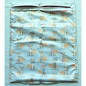 Wet Dry Bag Baby Cloth Diaper Nappy Bag Reusable with Two Zippered Pockets (Fox)