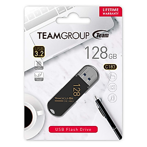 TEAMGROUP C183 128GB 2 Pack USB 3.2 Gen 1 USB 3.1/3.0 100MB/s Flash Thumb Drive External Data Storage Memory Stick Compatible with Computer/Laptop Black TC1833128GB22