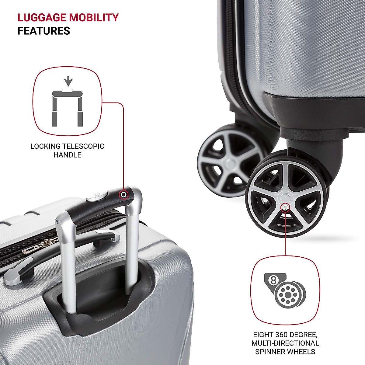 SwissGear 7585 Hardside Expandable Luggage with Spinner Wheels, Silver, Checked-Large 28-Inch