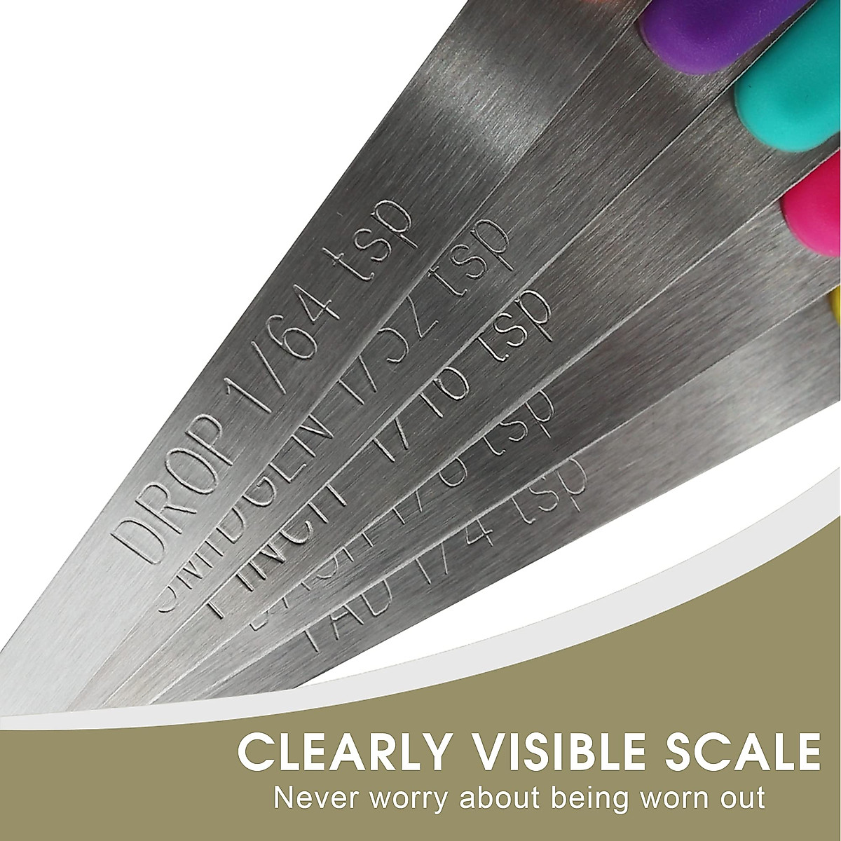 BERYLER Measuring Spoons Set of 5, Tiny Stainless Steel Measuring Spoons with Silicone Handle, Small Measuring Spoon 1/64, 1/32, 1/16, 1/8, 1/4 tsp, Teaspoon for Dry or Liquid Ingredients