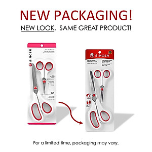 SINGER 3404 Scissors, 1-Pack, Red & White