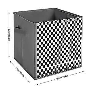 International Chess Black White Checkerboard Foldable Storage Bins Printd Fabric Cube Baskets Boxes with Handles for Clothes Toys, 11x11x11